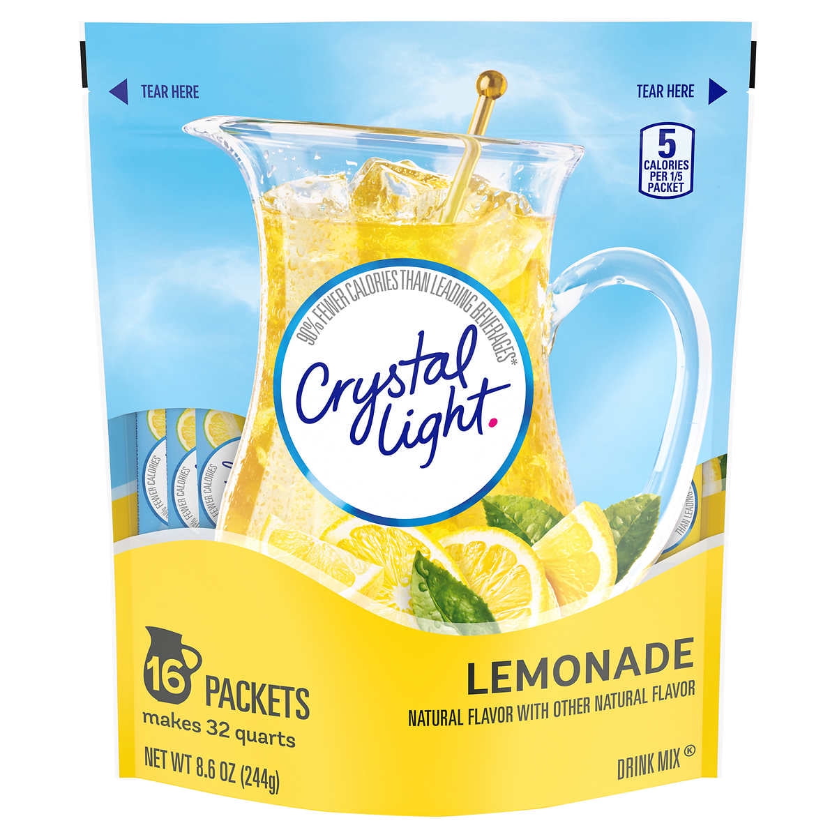 Crystal Light Lemonade Drink Mix, 16-Count, Zero Sugar, 5-Calorie ...