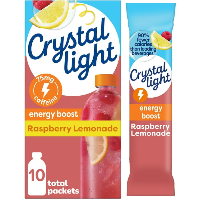 Crystal Light Energy Boost Raspberry Lemonade, Powdered Drink Mix, 0.9 ...
