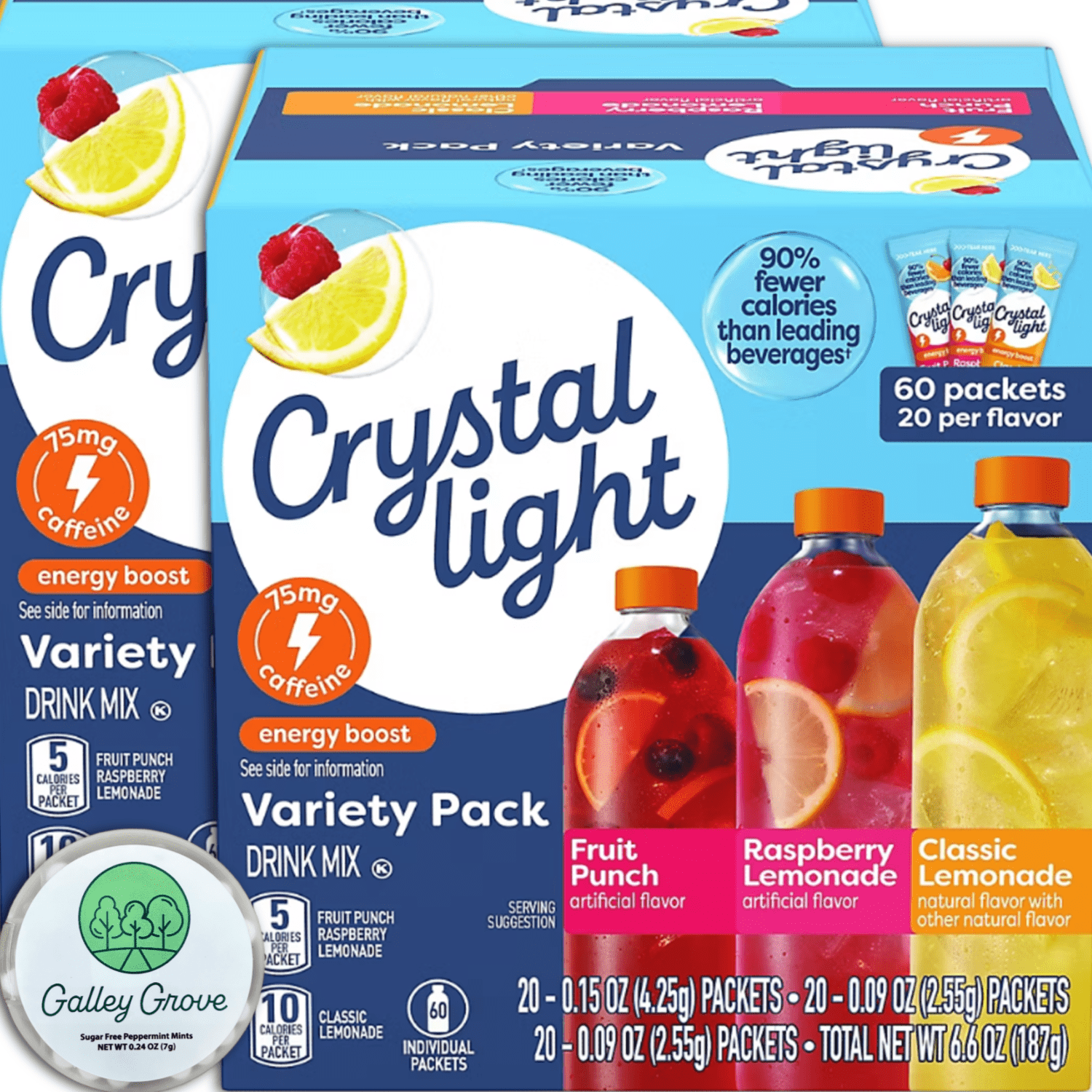 Crystal Light Energy Caffeine Drink Mix Variety Pack, 120 Water ...