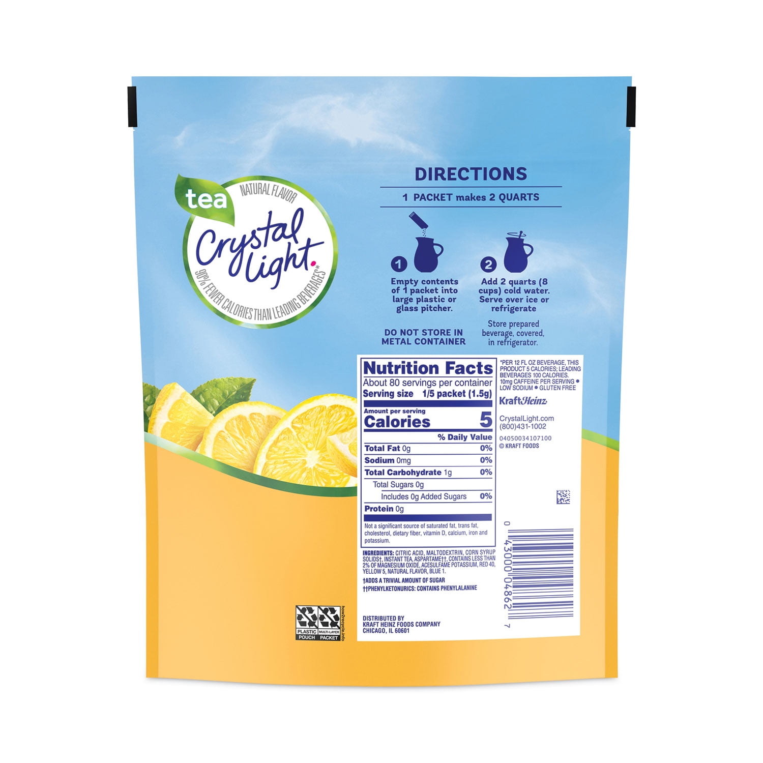 Crystal Light Flavored Drink Mix Pitcher Packs, Iced Tea, 0.14 oz ...