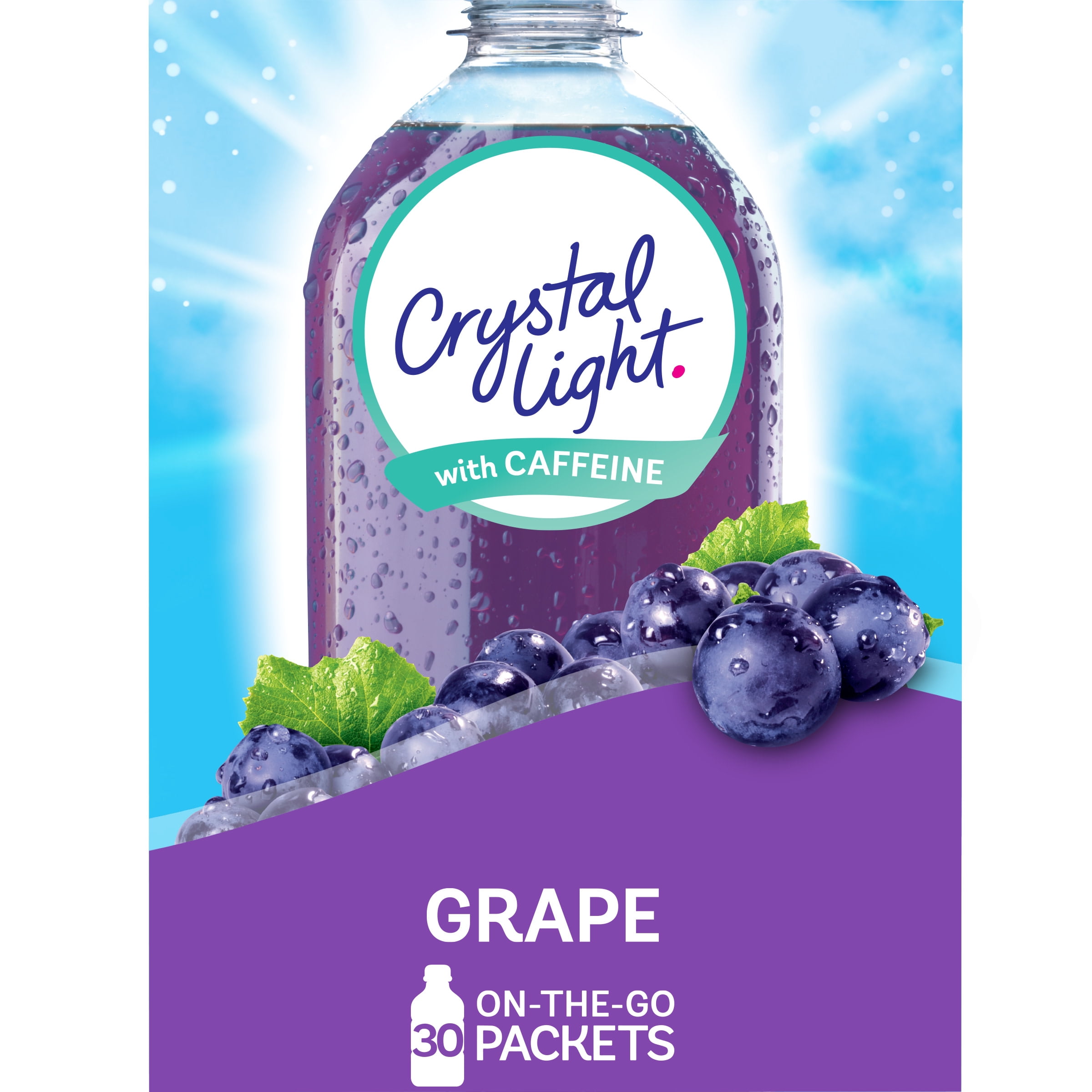 Crystal Light Grape Sugar Free Drink Mix Singles with Caffeine, 30 ct On-the-Go Packets ...