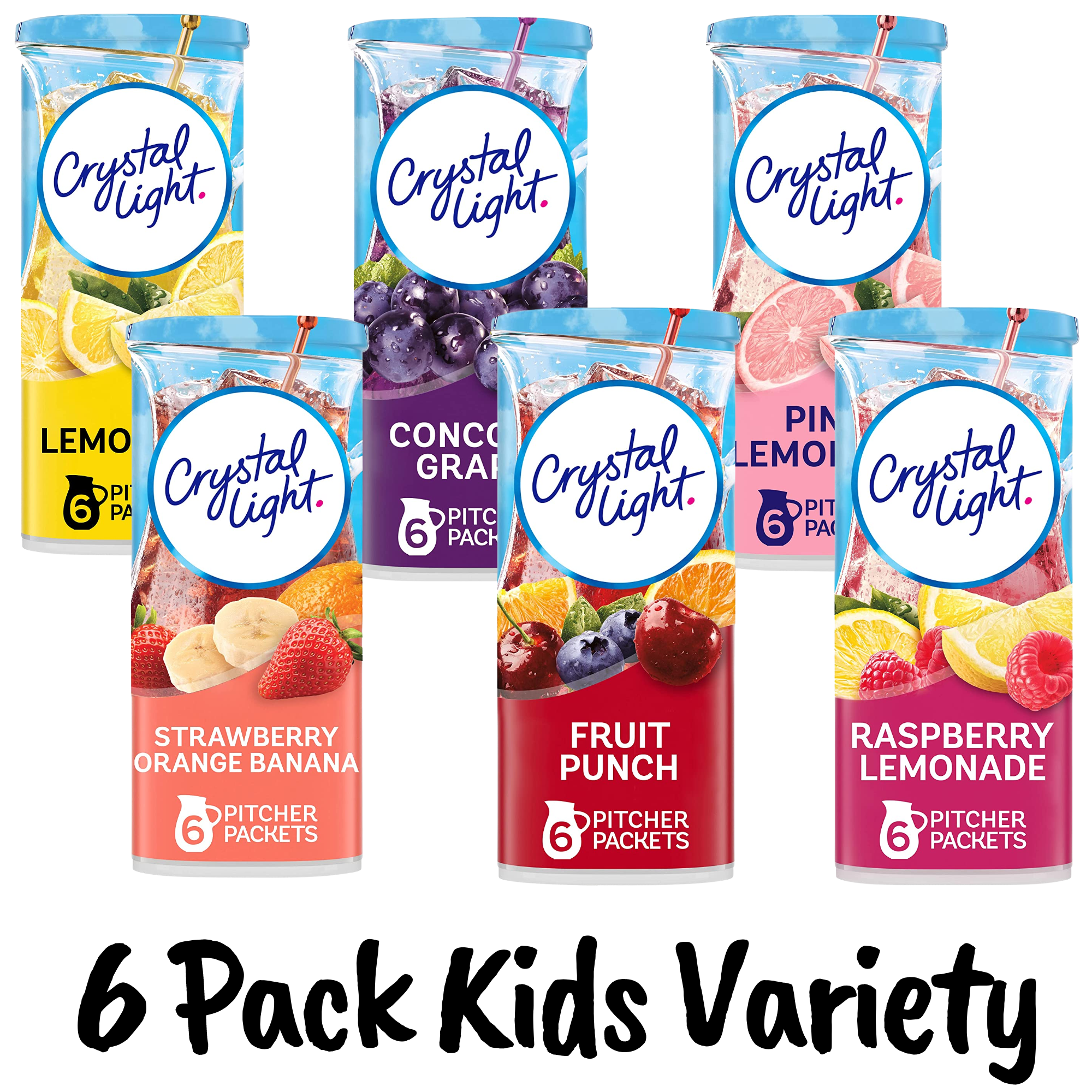 Crystal Light Kid Flavor Variety Pack Of 6 - 12 Quart Canisters - 1 ...