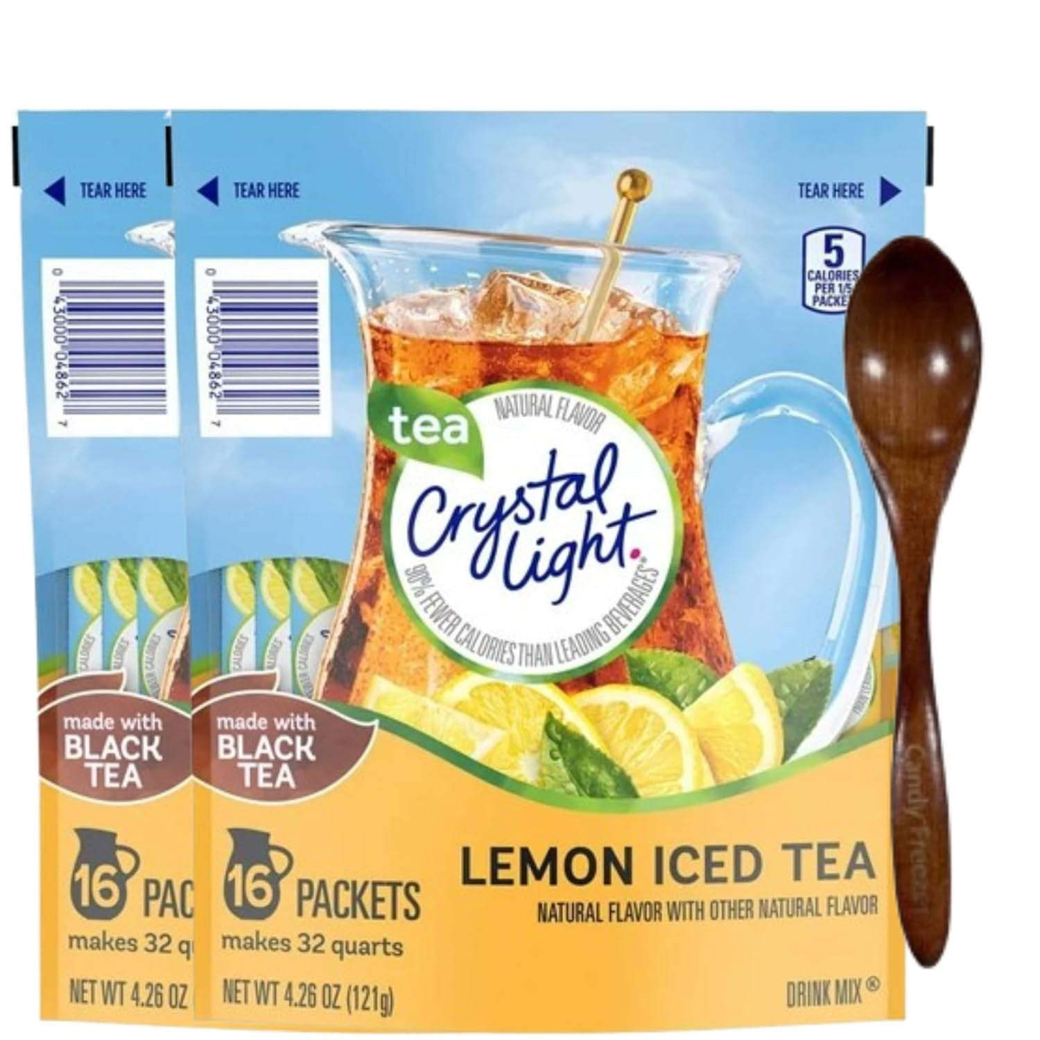 Crystal-Light Lemon Iced Tea Drink Mix 4.26 oz – 2 Pack (16 Pitcher ...
