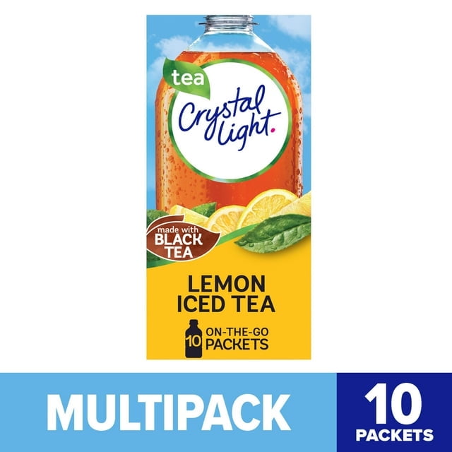 Crystal Light Lemon Iced Tea Sugar Free Drink Mix Singles, 10 ct On-the ...