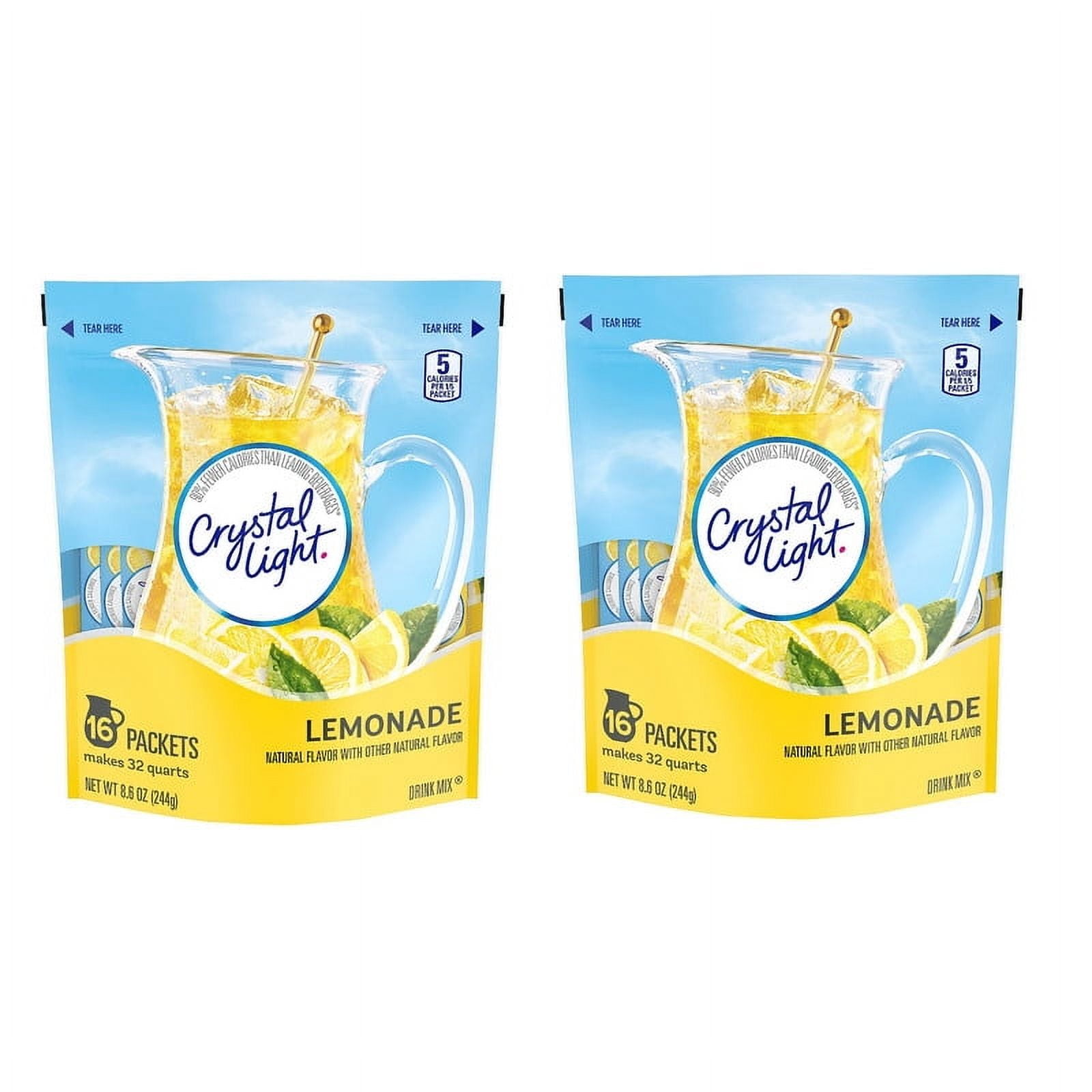 Crystal Light Lemonade Powdered Soft Drink Mix, 16 Resealable Packs ...