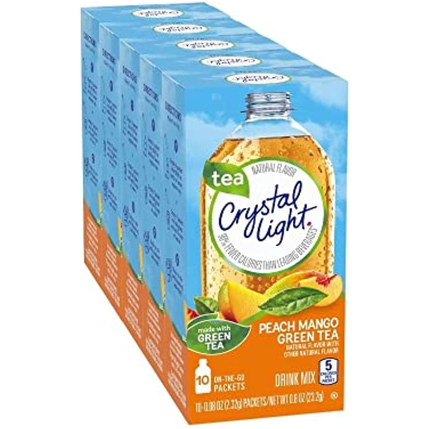 Crystal Light Peach Mango Green Tea Mix, Caffeine Free, Water Flavoring ...