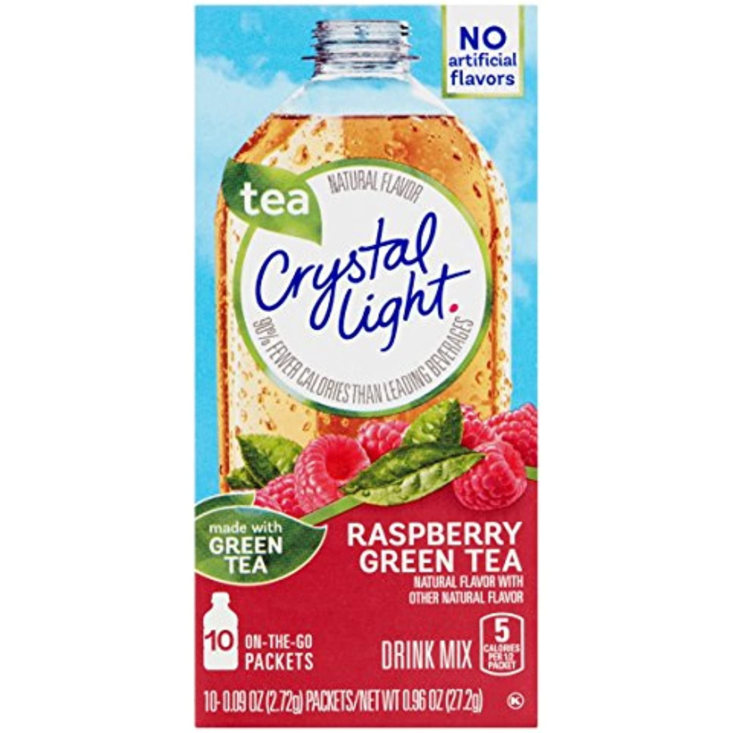 Crystal Light On The Go Raspberry Green Tea, 10-Packet Box (Pack Of 5 ...