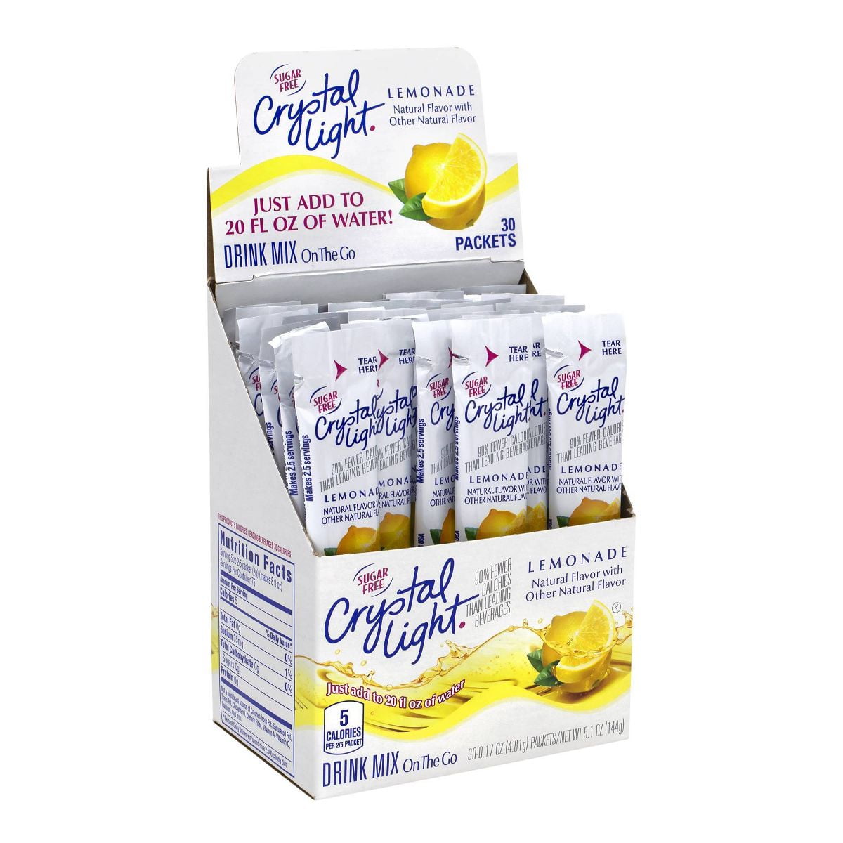 Crystal Light On-The-Go Sugar-Free Lemonade Drink Mix - 30pk - Walmart.com