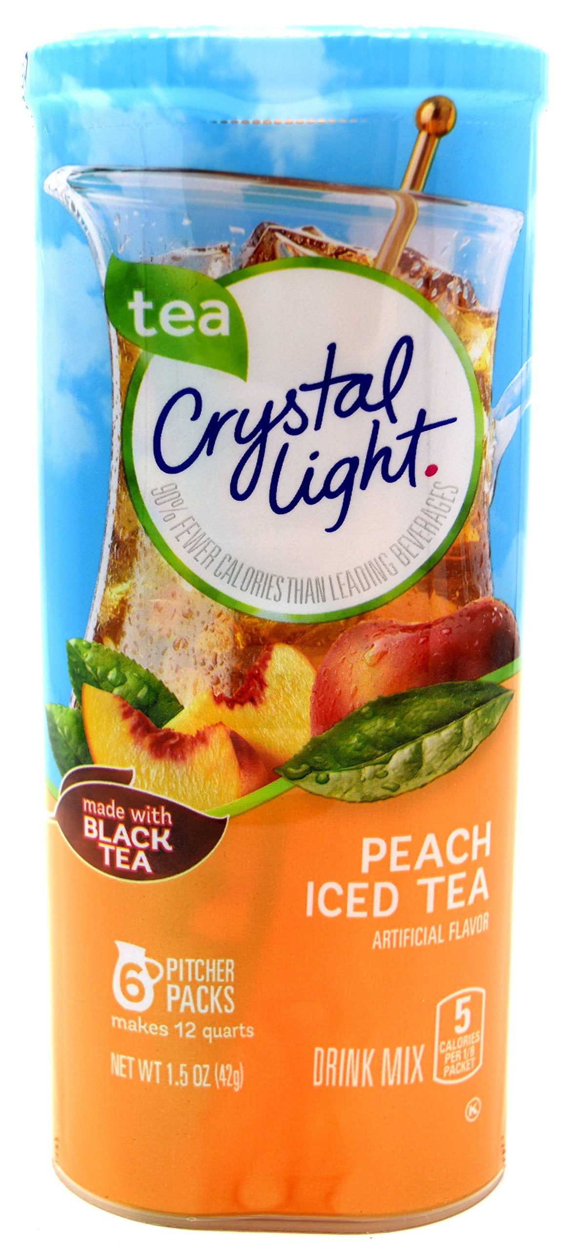 Crystal Light Peach Iced Tea Drink Mix, 12-Quart Canister (Pack of 7 ...
