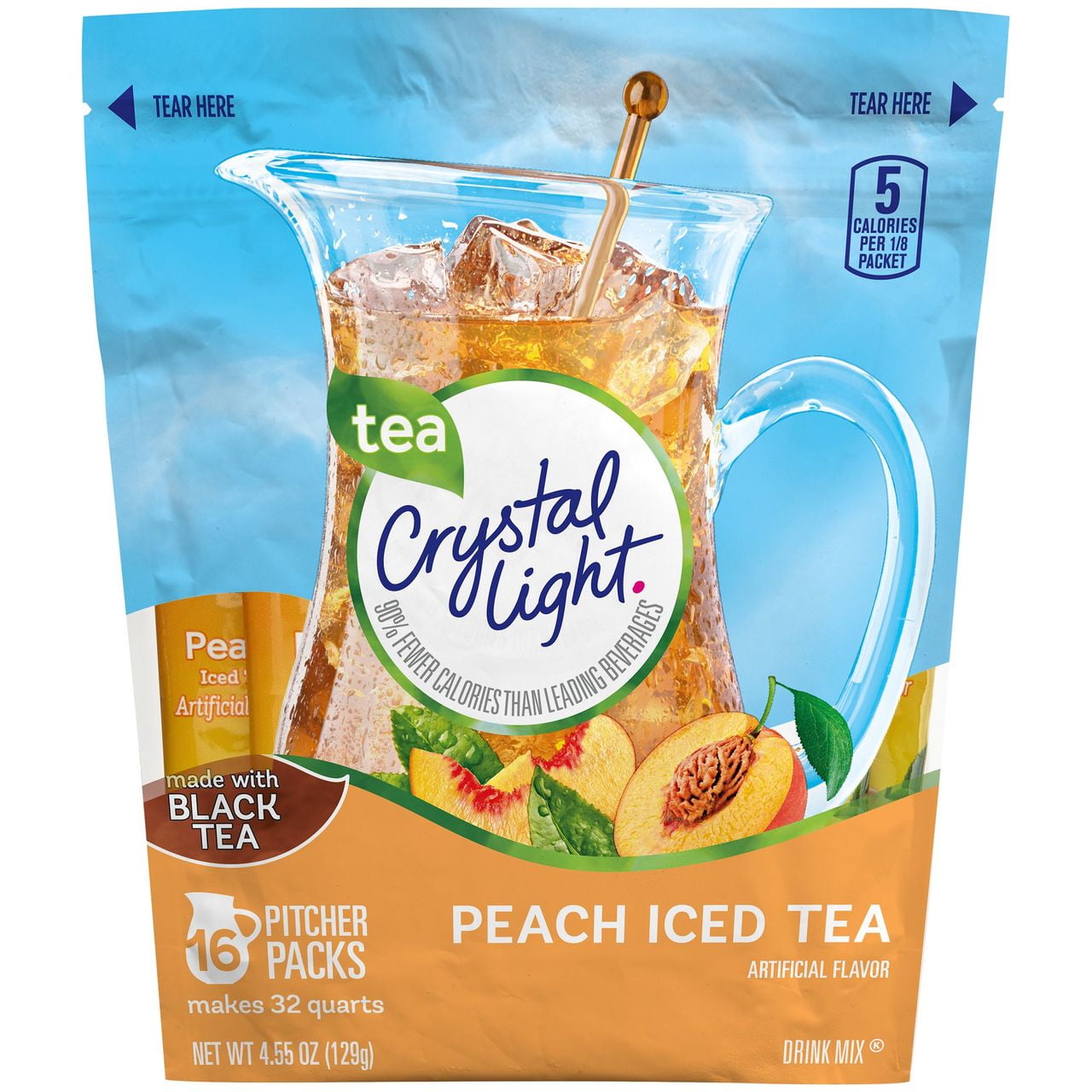 Crystal Light Peach Iced Tea Powdered Drink Mix, Sugar Free, 16 Quart ...