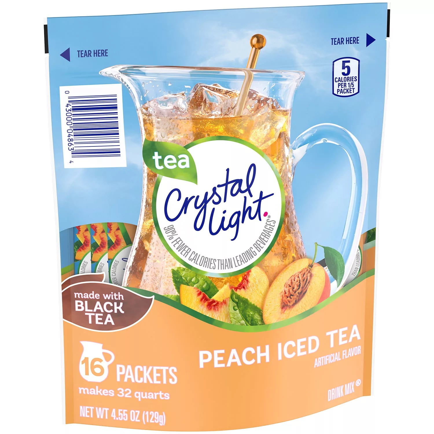 Crystal Light Peach Iced Tea Powdered Drink Mix (4.55 oz.) - Walmart.com
