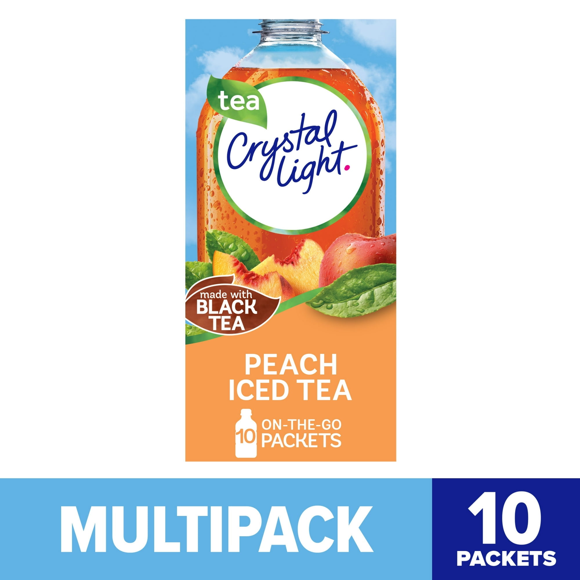 Crystal Light Peach Iced Tea Sugar Free Drink Mix Singles, 10 ct On-the ...