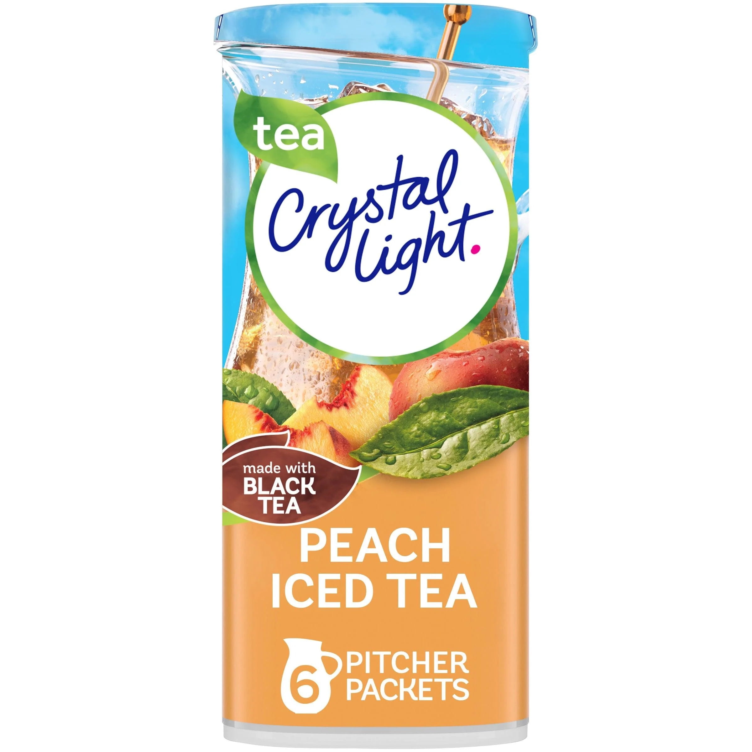 Crystal Light Peach Iced Tea Sugar Free Drink Mix Singles, 10 ct On-the ...