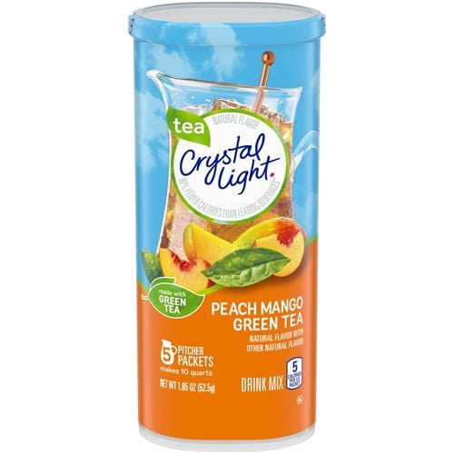 Crystal Light Peach Mango Green Tea Drink Mix, 10-Quart Box Packaging ...