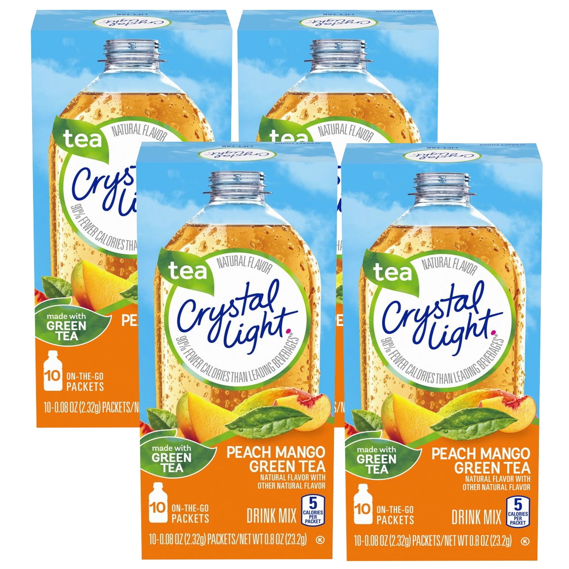Crystal Light Peach Mango Green Tea Instant Flavor, On-The-Go Powdered ...