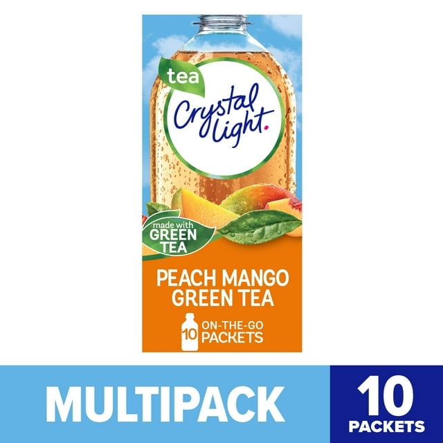 Crystal Light Peach Mango Green Tea Sugar Free Drink Mix Singles, 10 ct ...