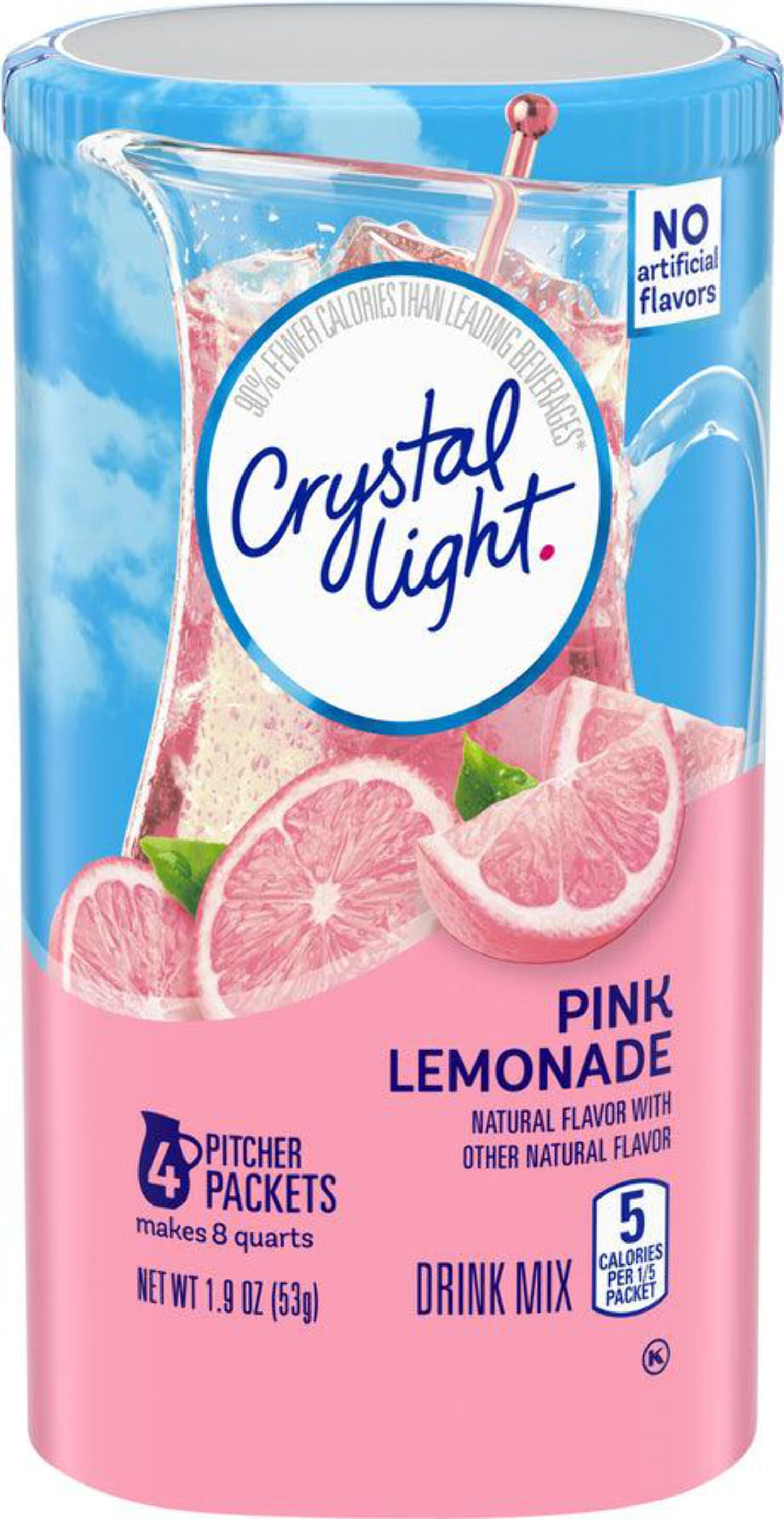 Crystal Light Zero Sugar Pink Lemonade Powdered Drink Mix, 4 ct Pitcher ...