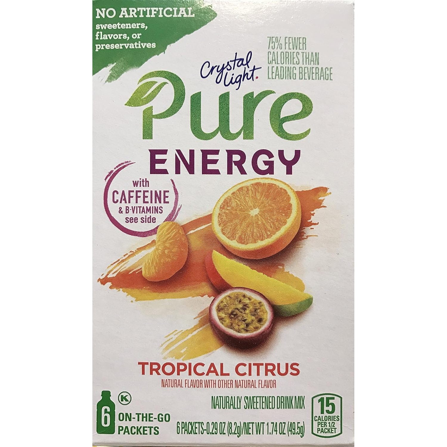 Crystal Light Pure Energy Tropical Citrus Drink Mix, 6 On-the-Go ...