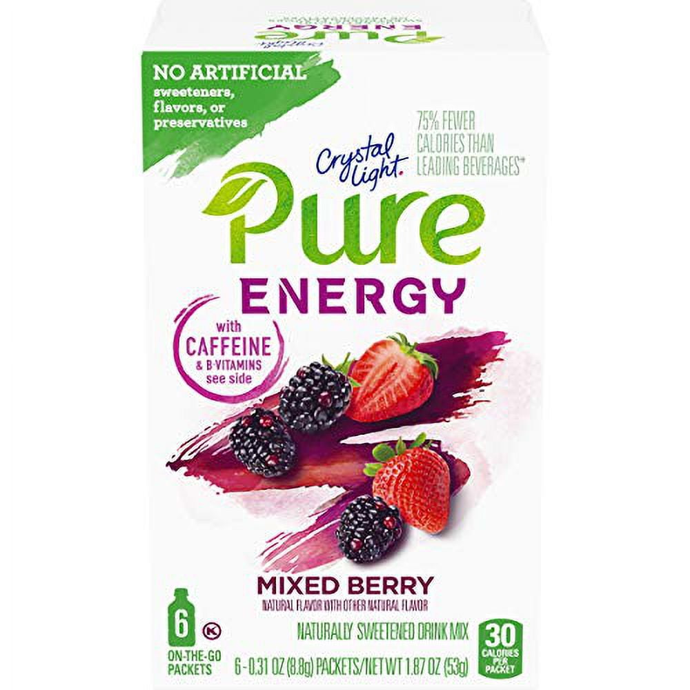 Crystal Light Pure Mixed Berry Energy Drink Mix with Caffeine and B ...