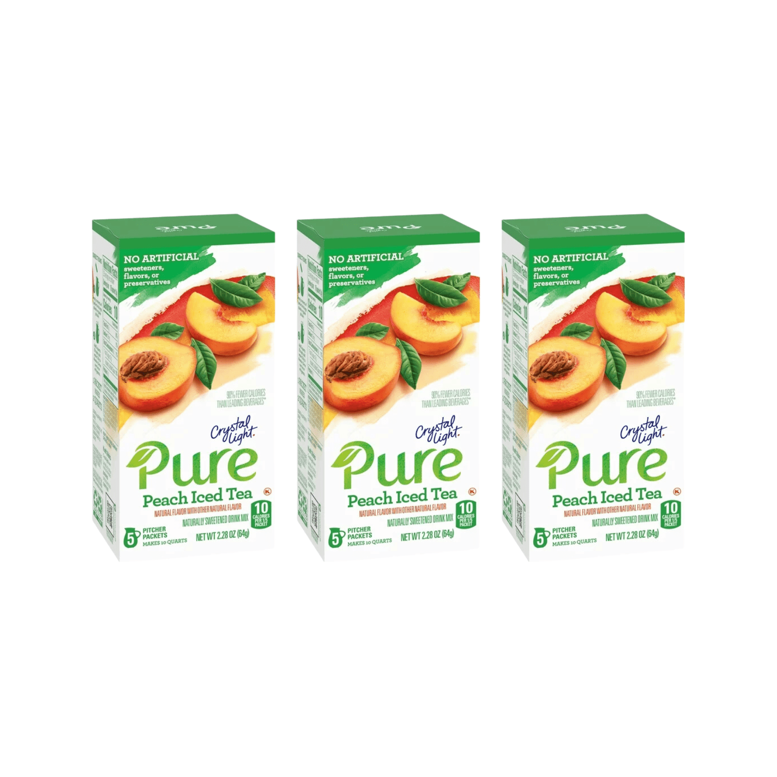 Crystal Light Pure Peach Iced Tea Powder Drink Mix, 5 ct Pitcher ...