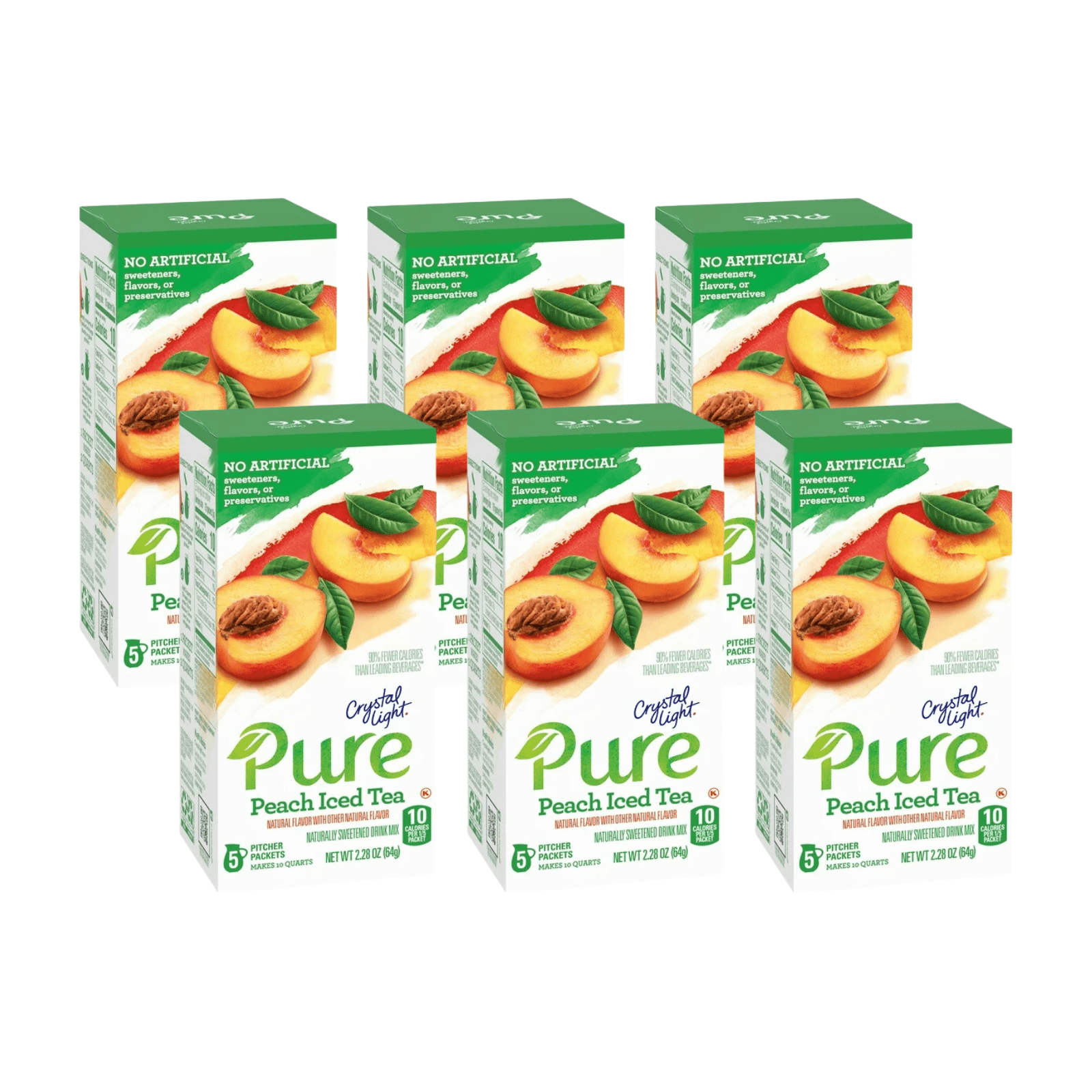 Crystal Light Pure Peach Iced Tea Powder Drink Mix, 5 ct Pitcher ...