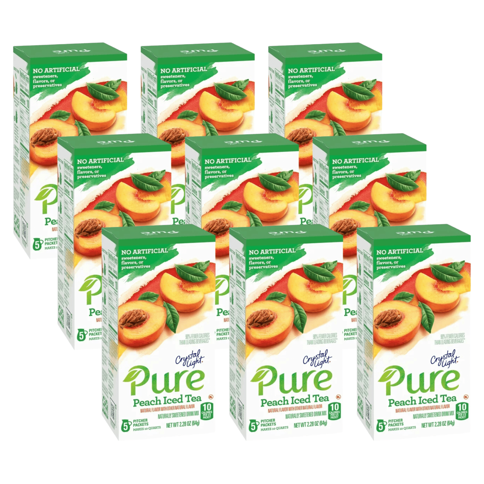 Crystal Light Pure Peach Iced Tea Powder Drink Mix, 5 ct Pitcher ...