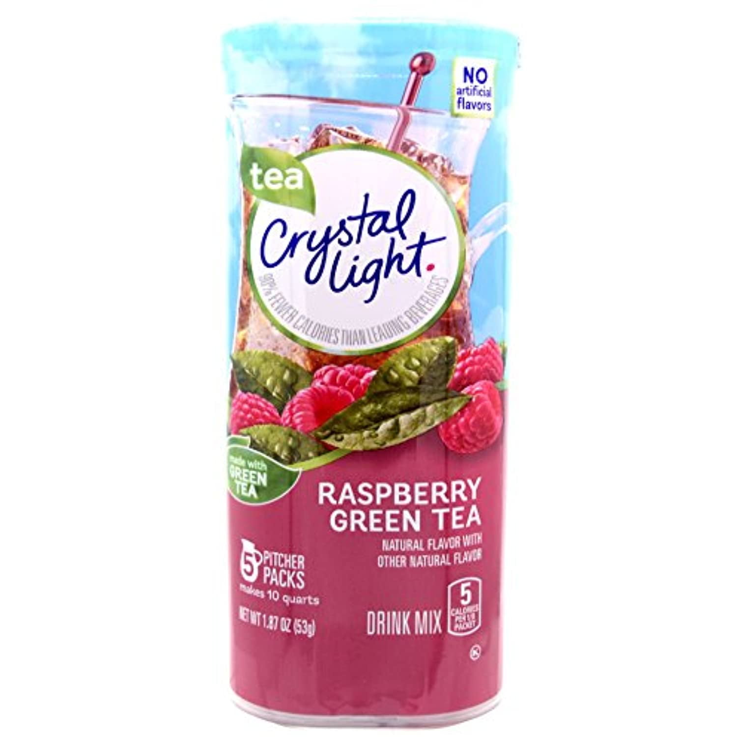 Crystal Light, Raspberry Green Tea Drink Mix, 1.87-Ounce Canister (Pack ...