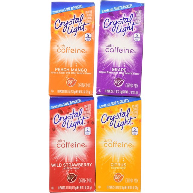 Crystal Light With Caffeine Variety Pack, 1 Peach Mango, 1 Citrus, 1 ...