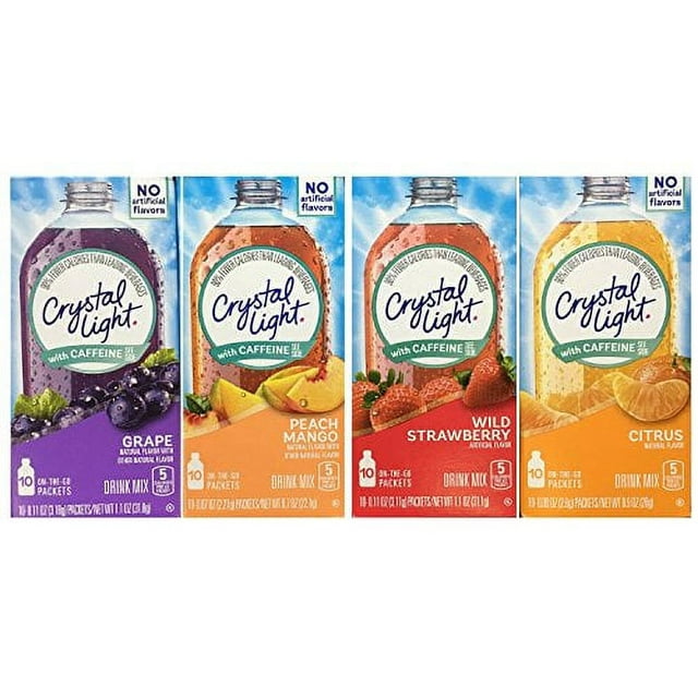Crystal Light With Caffeine Variety Pack (40 Total Packets) Gluten Free ...