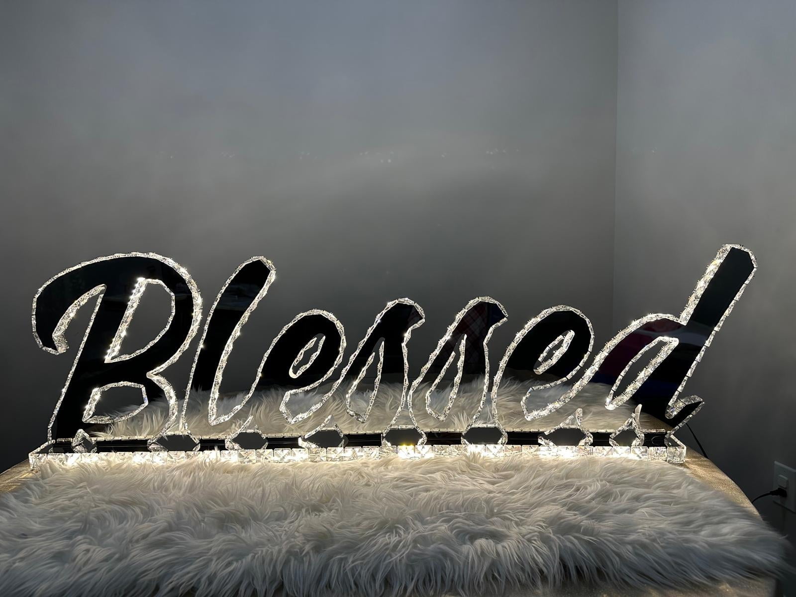 Crystal Lighting 51.2" Blessed Sign with Two Colors Led Table Decor ...