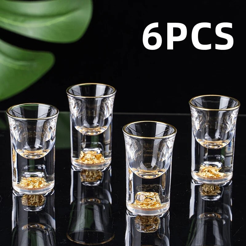 Crystal Liquor Spirits Shot Glasses Gift Box Gold Mountain Thick Bottom ...