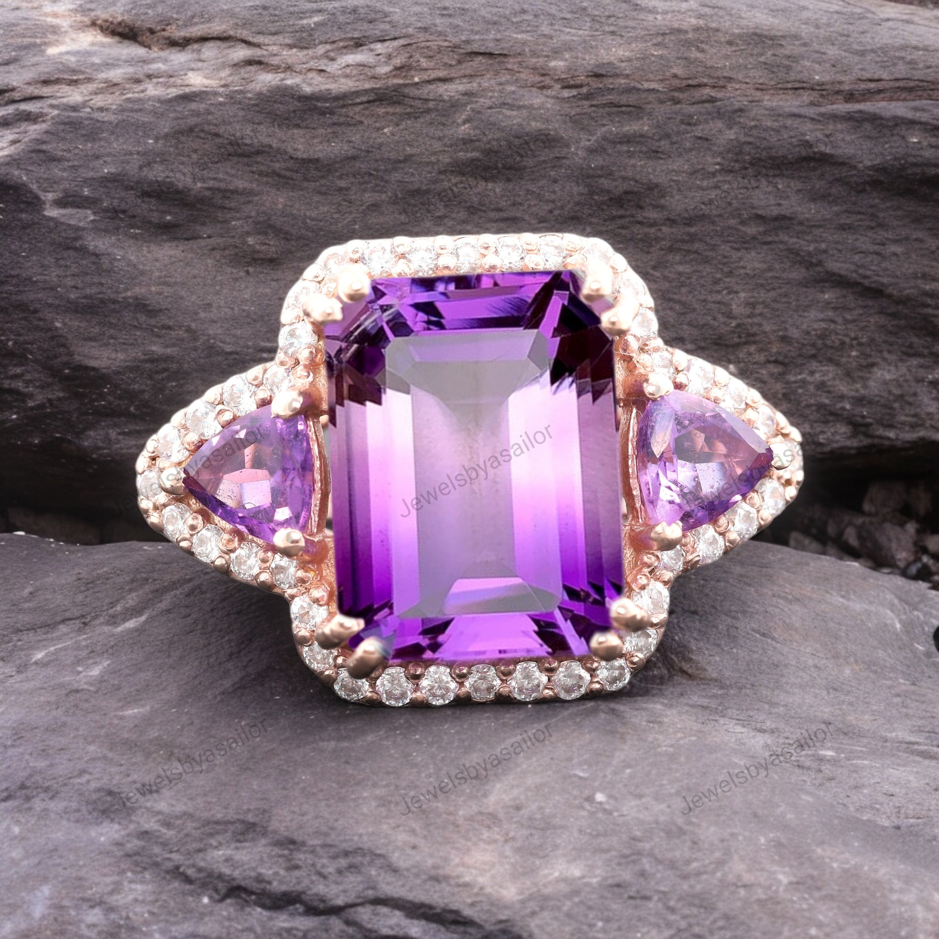 Big Amethyst Wedding Ring Alternative Fine Gold Jewelry Delicate Art ...