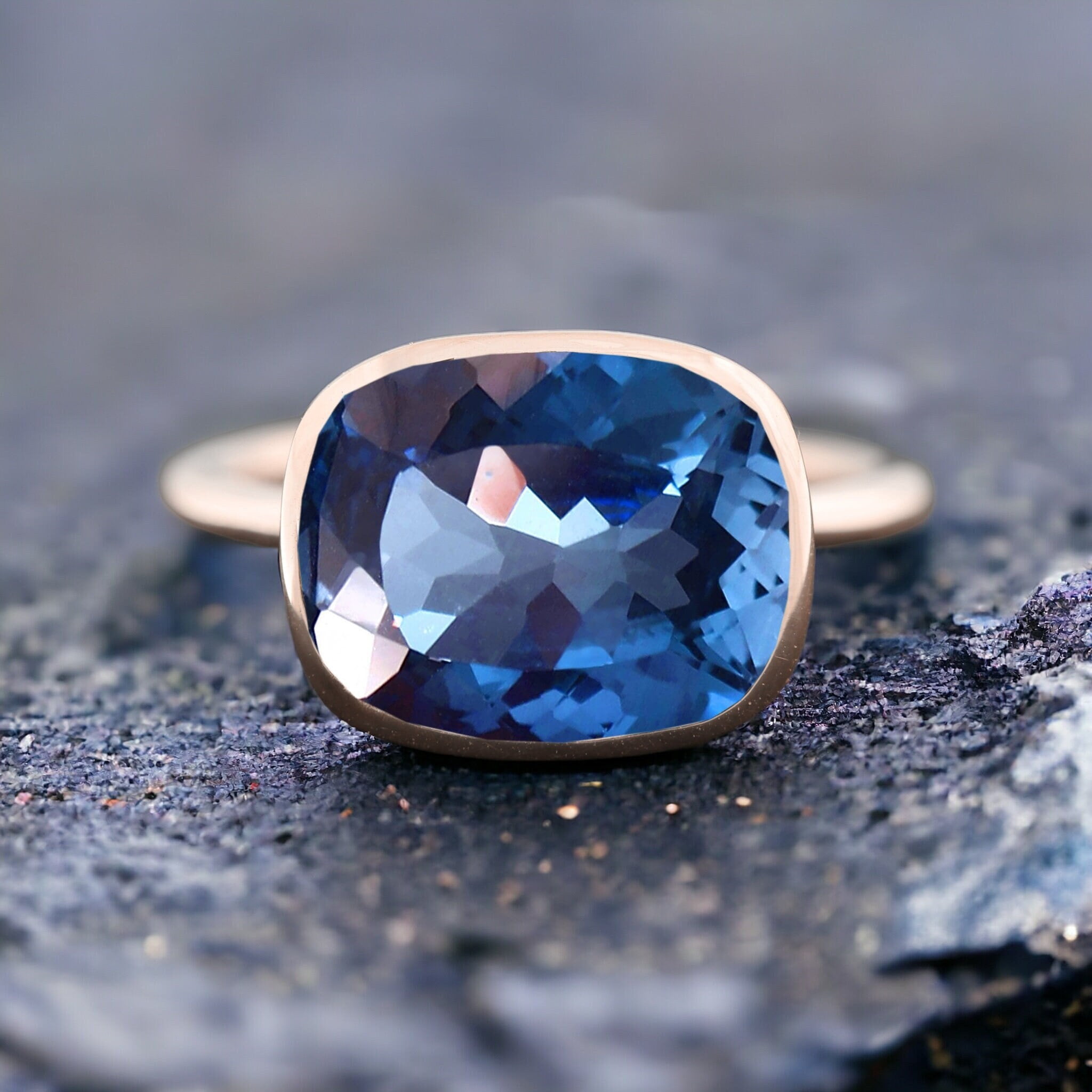 Crystal London Blue Topaz Wedding Ring Large Gemstone Ring 18k Gold ...