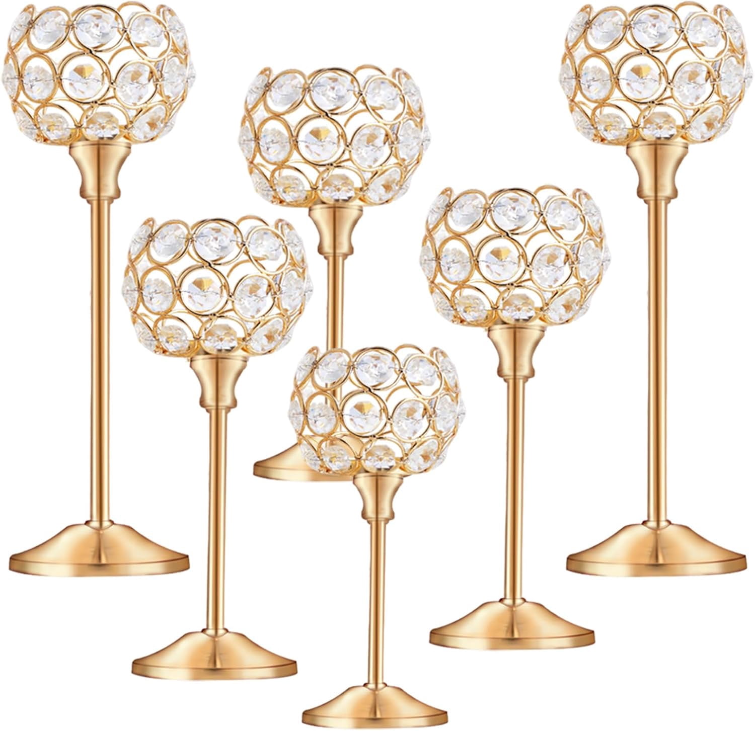Crystal Metal Tealight Candlestick, Bling Bowl Candelabras, Tall ...