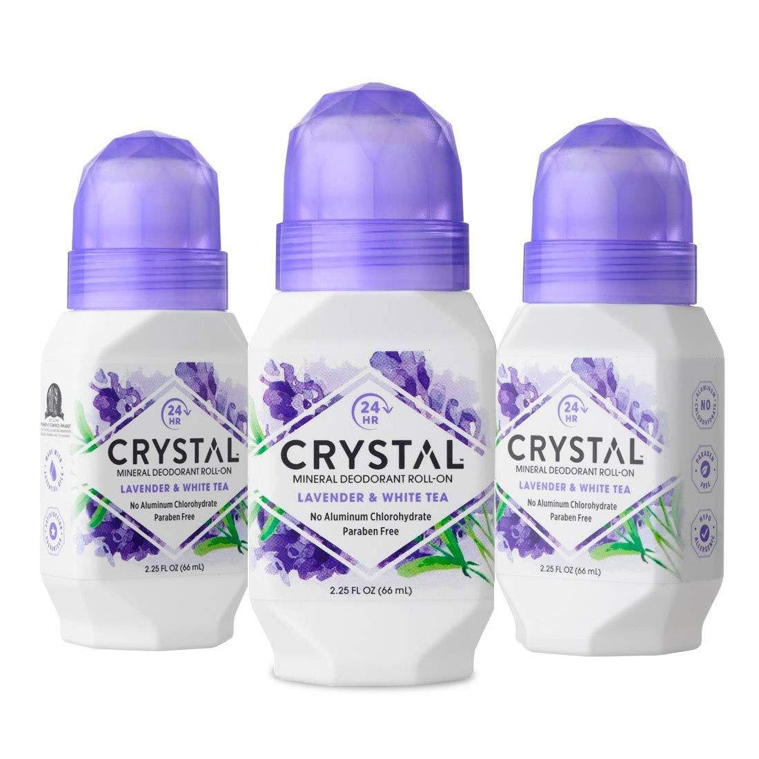 Crystal Natural Mineral Deodorant Roll On Lavender White Tea