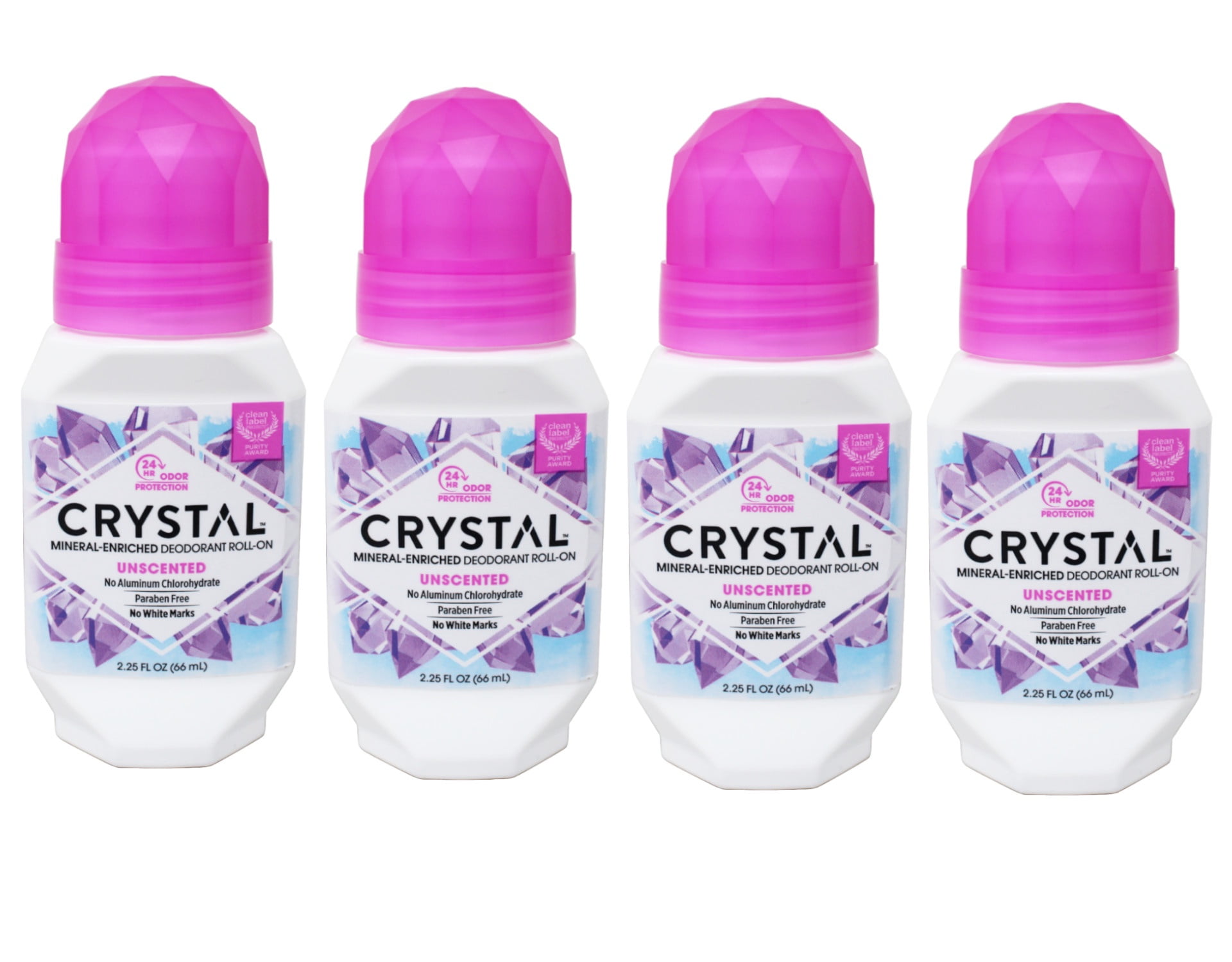 Crystal Mineral Deodorant Roll-On Unscented -- 2.25 fl oz Pack of 4 ...