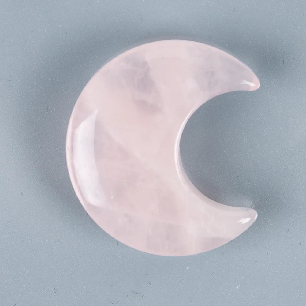 Crystal Mini Moon Ornament Natural Stone Rose Quartz Hand Carved Chakra ...