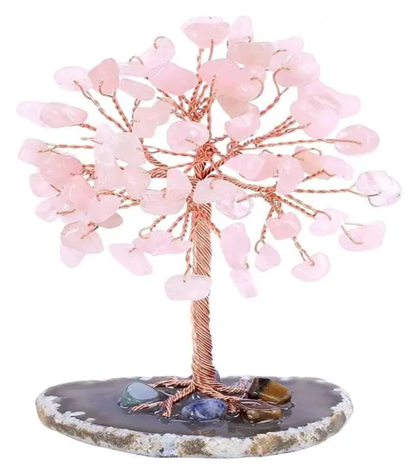 Crystal Money Tree Copper Wire Wrapped W/ Agate Pieces Base Healing ...