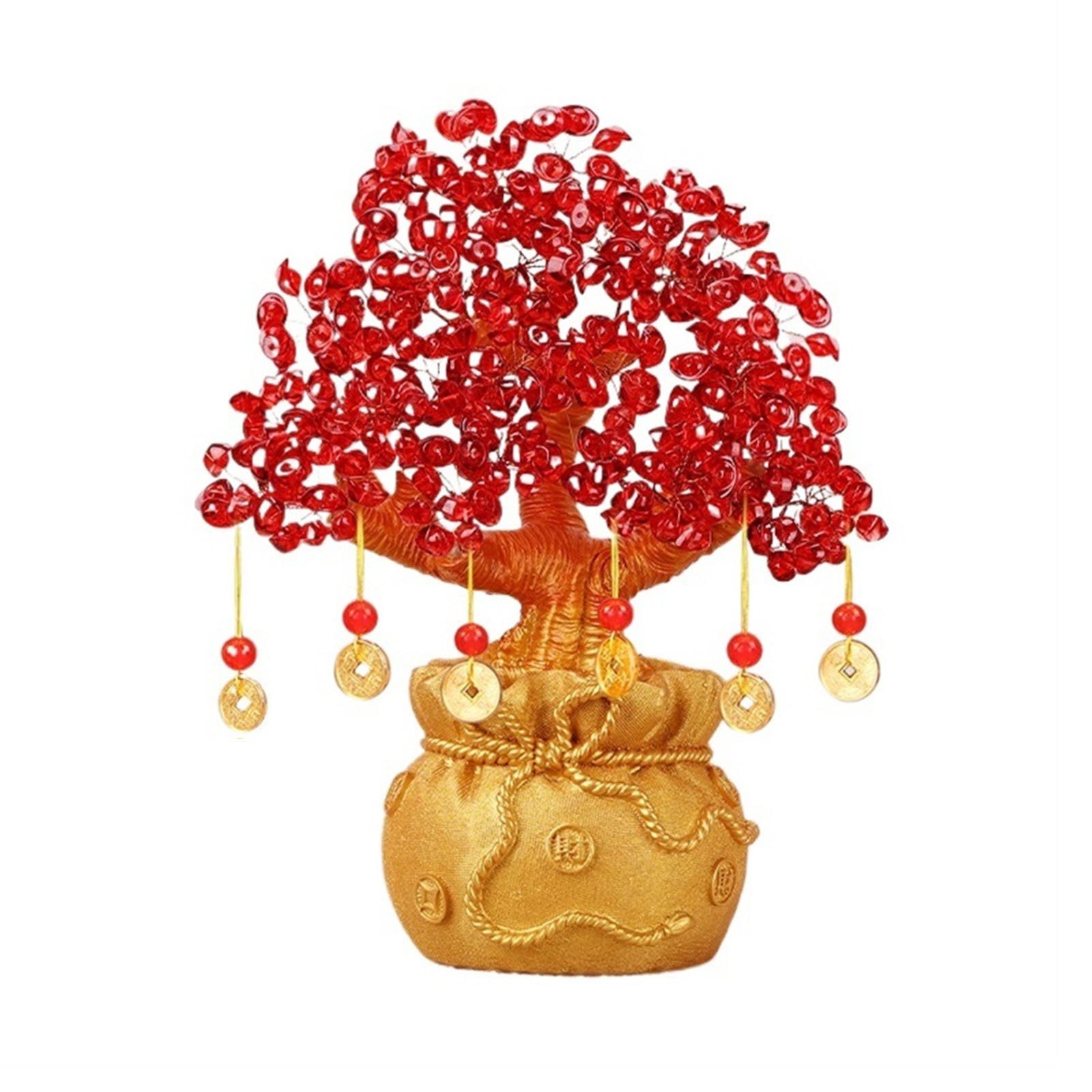 Crystal Money Tree Feng Shui Bonsai Blessing Bag Potted Plant for ...