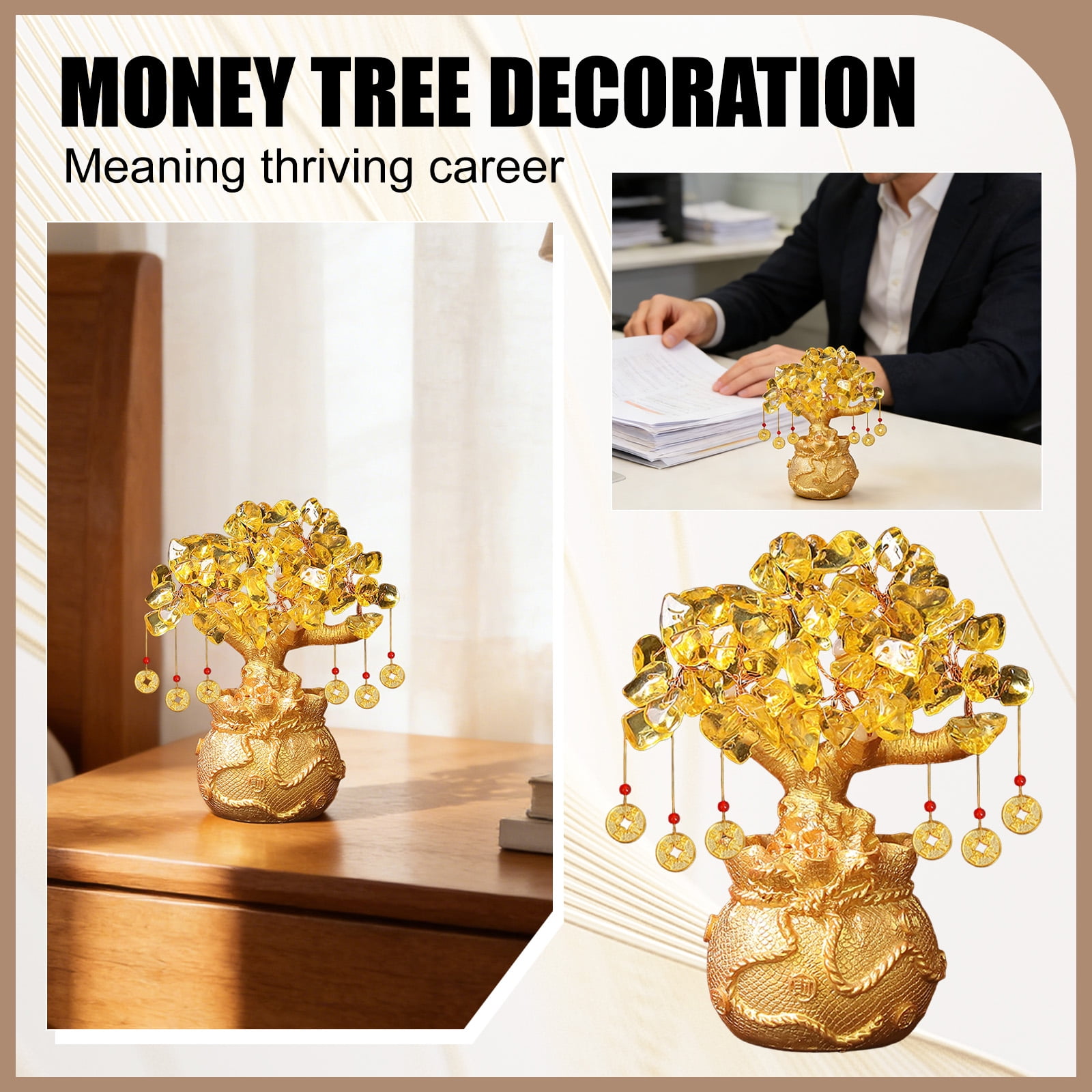 Crystal Money Tree Feng Shui Ornament, Gemstone Jewelry for Home and ...