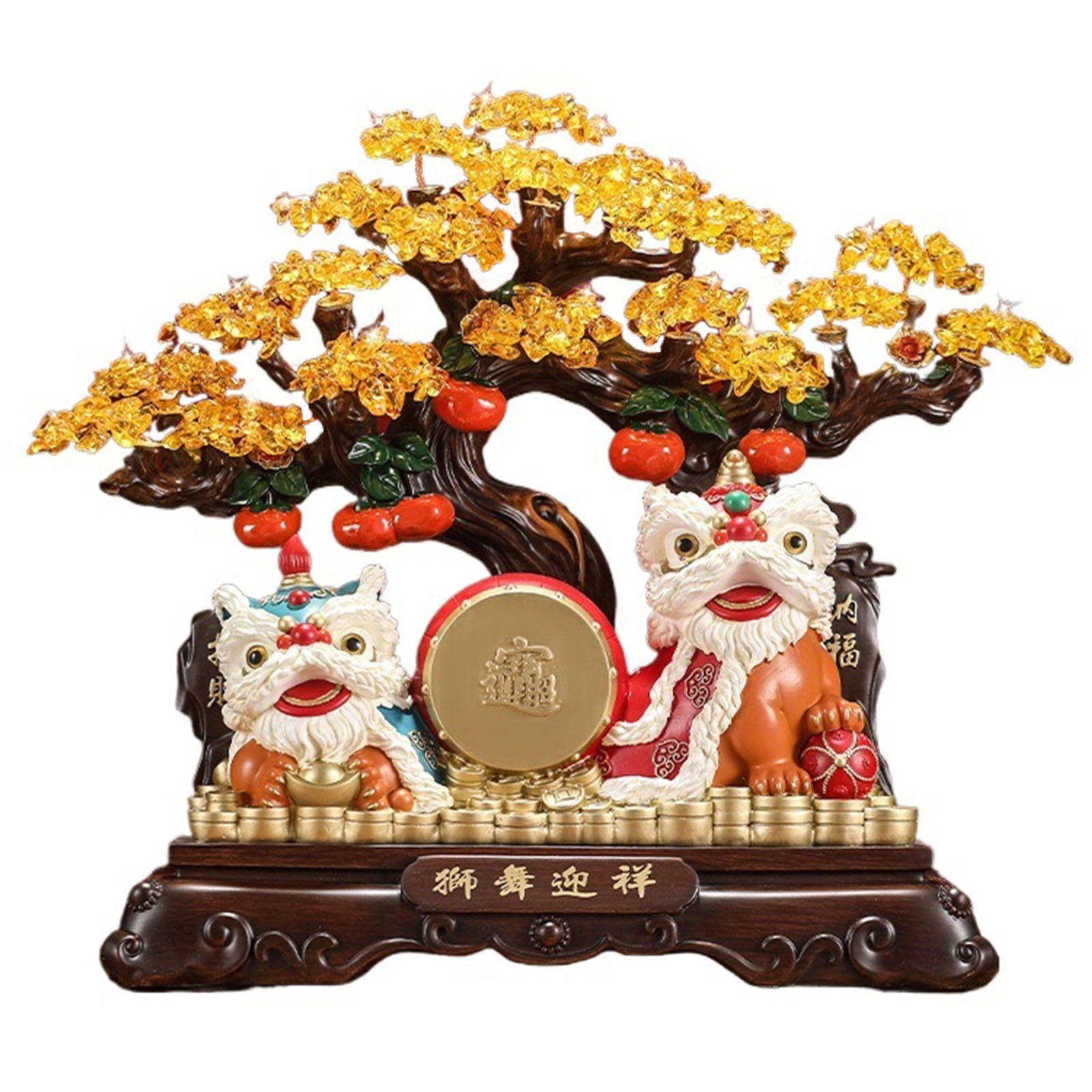Crystal Money Tree Lion Feng Shui Ornament Bonsai Lucky Tree for Wealth ...