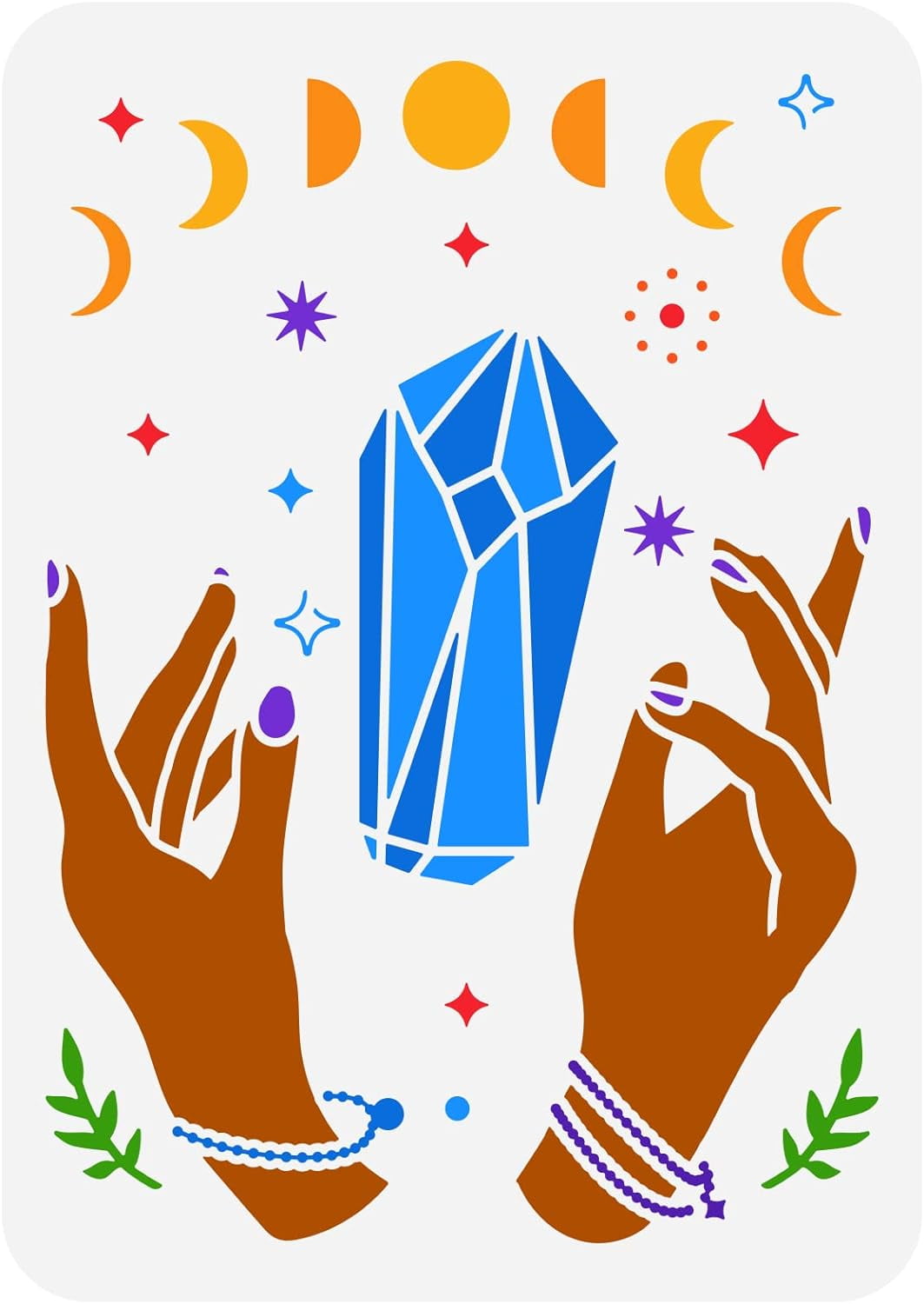 Crystal Moon Hand Painting Stencil 8.3x11.7inch Plastic Moon Phase ...