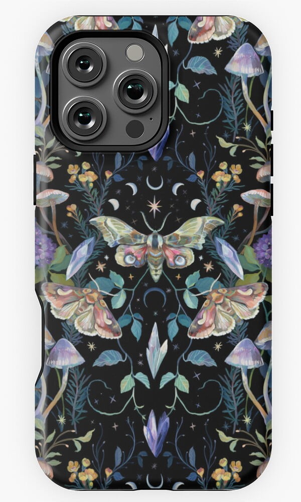 Crystal Moth Mushroom Phone Case for iPhone 16 15 14 13 12 11 Pro Max ...