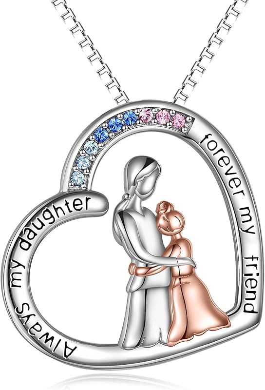 Crystal Mother Daughter Necklace Sterling Silver Mothers Day Birthday ...