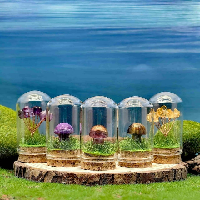 Crystal Mushroom Tree Bottle Hand Making Mini Mushroom Stones Handmade ...