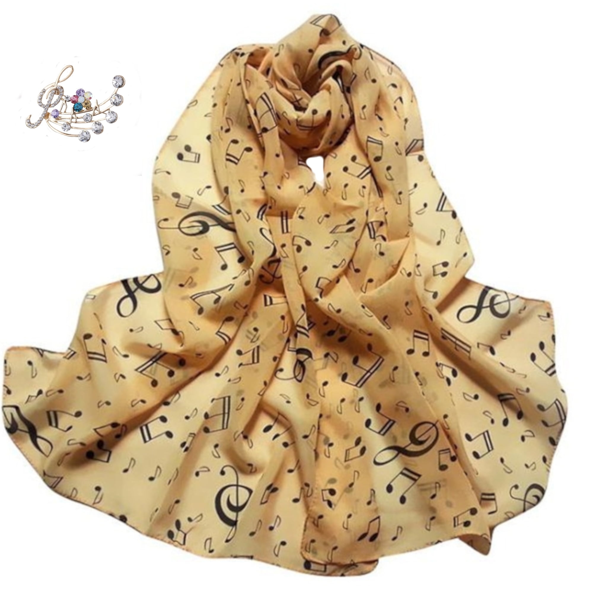 Crystal Music Note Gold Tone Brooch Music Symbol Instrument Note Scarf ...