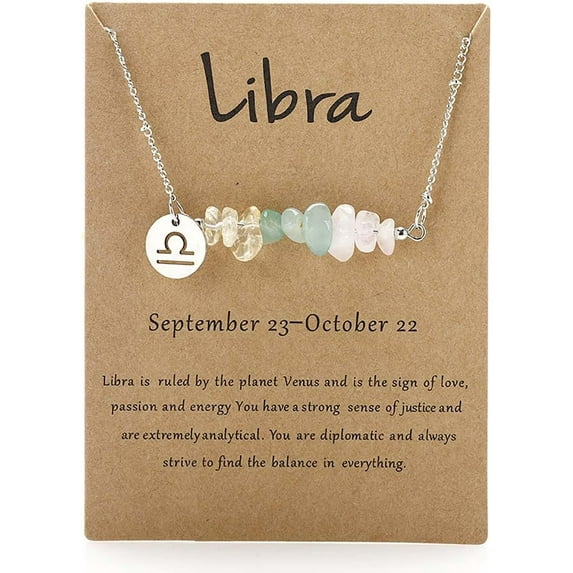 Crystal Necklace for Women – Natural Stone Beads, Zodiac Charm ...