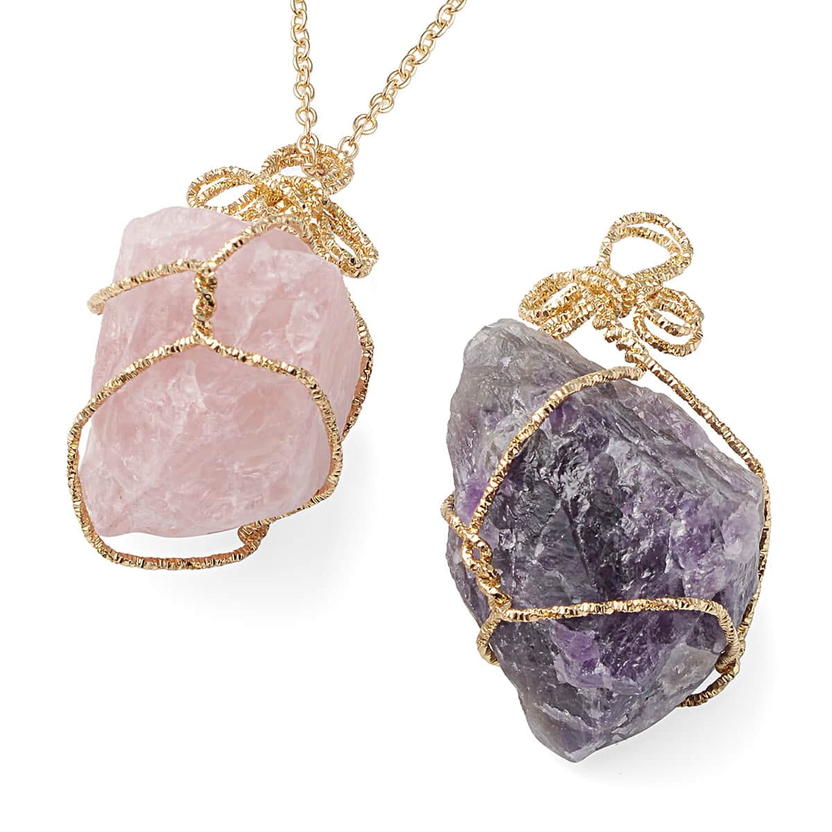 Crystal Necklaces - Handmade Healing Amethyst & Rose Quartz Raw ...