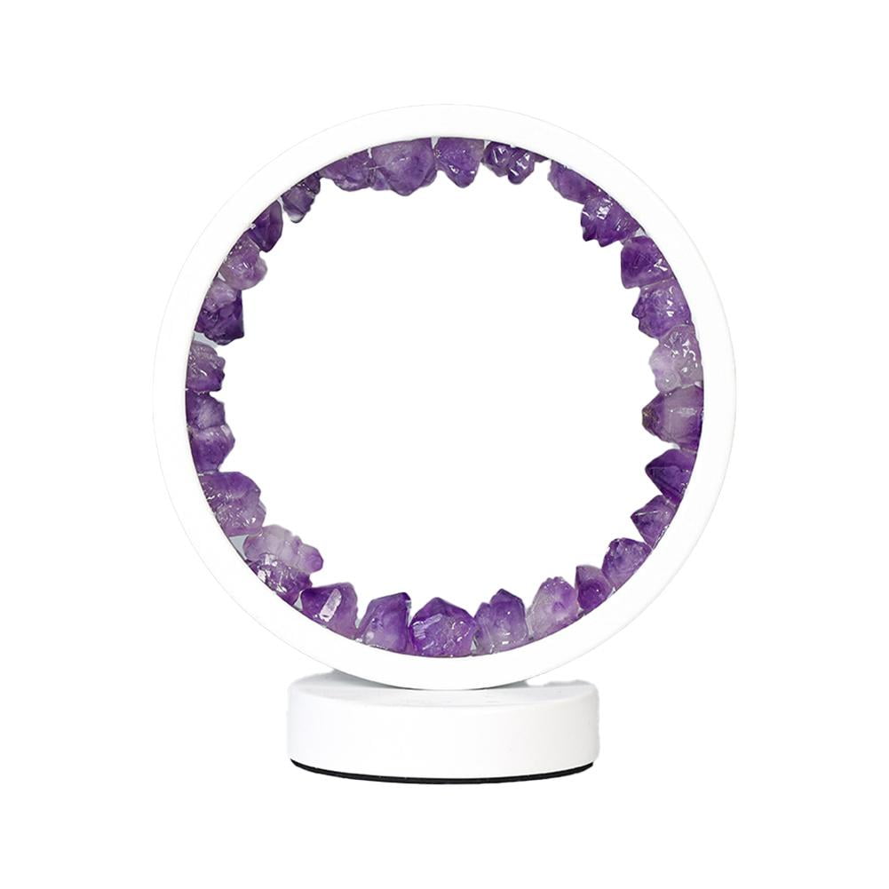 Crystal Night Light, Amethyst Table Lamp, Decor Circle Lamp USB Dimming ...