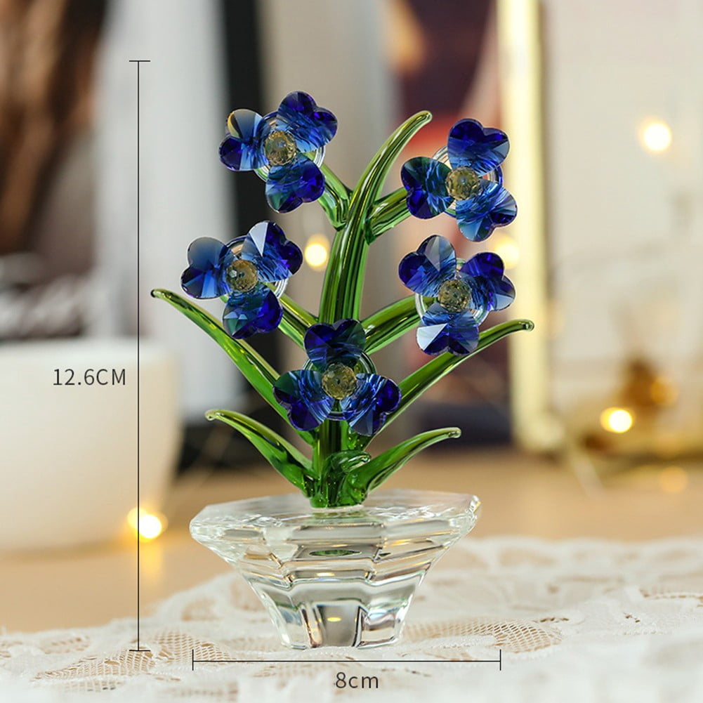 Crystal Orchid Flower Figurine Glass Flower Paperweight Ornament ...
